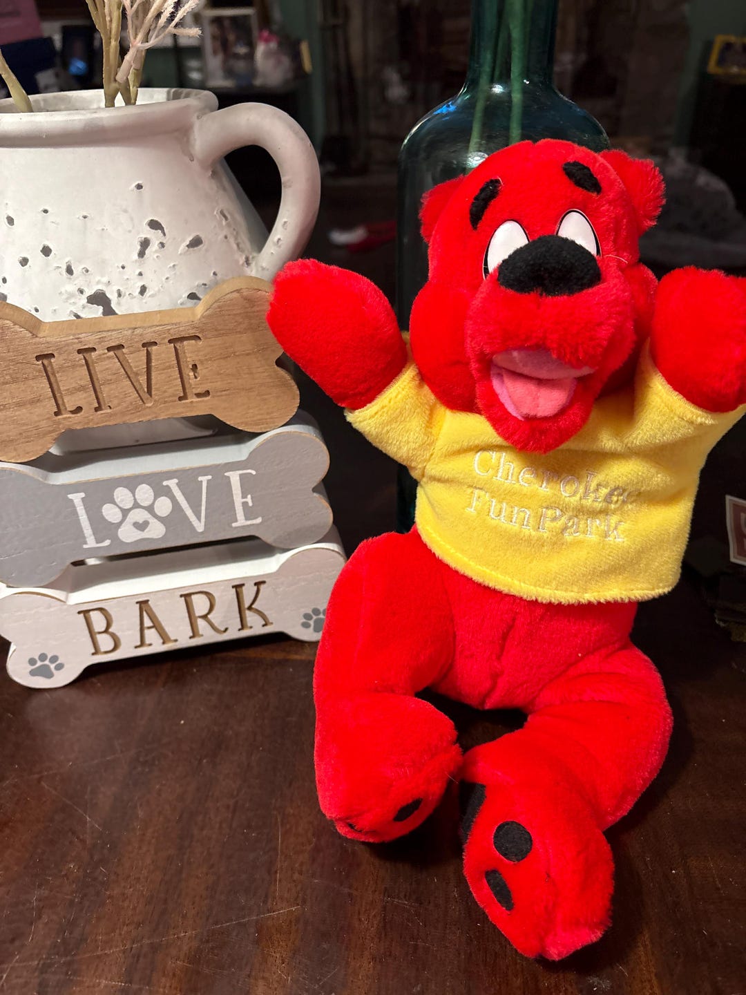 Great American Toy Co 14” Red Teddy Bear With Yellow Shirt Cherokee Fun ...
