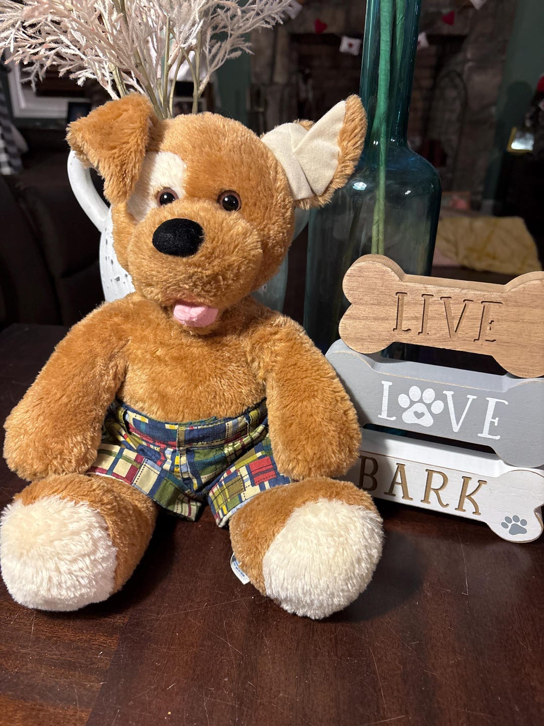 Build a Bear Puppy Dog 15” Plush Stuffed Toy Animal With Plaid BAB ...