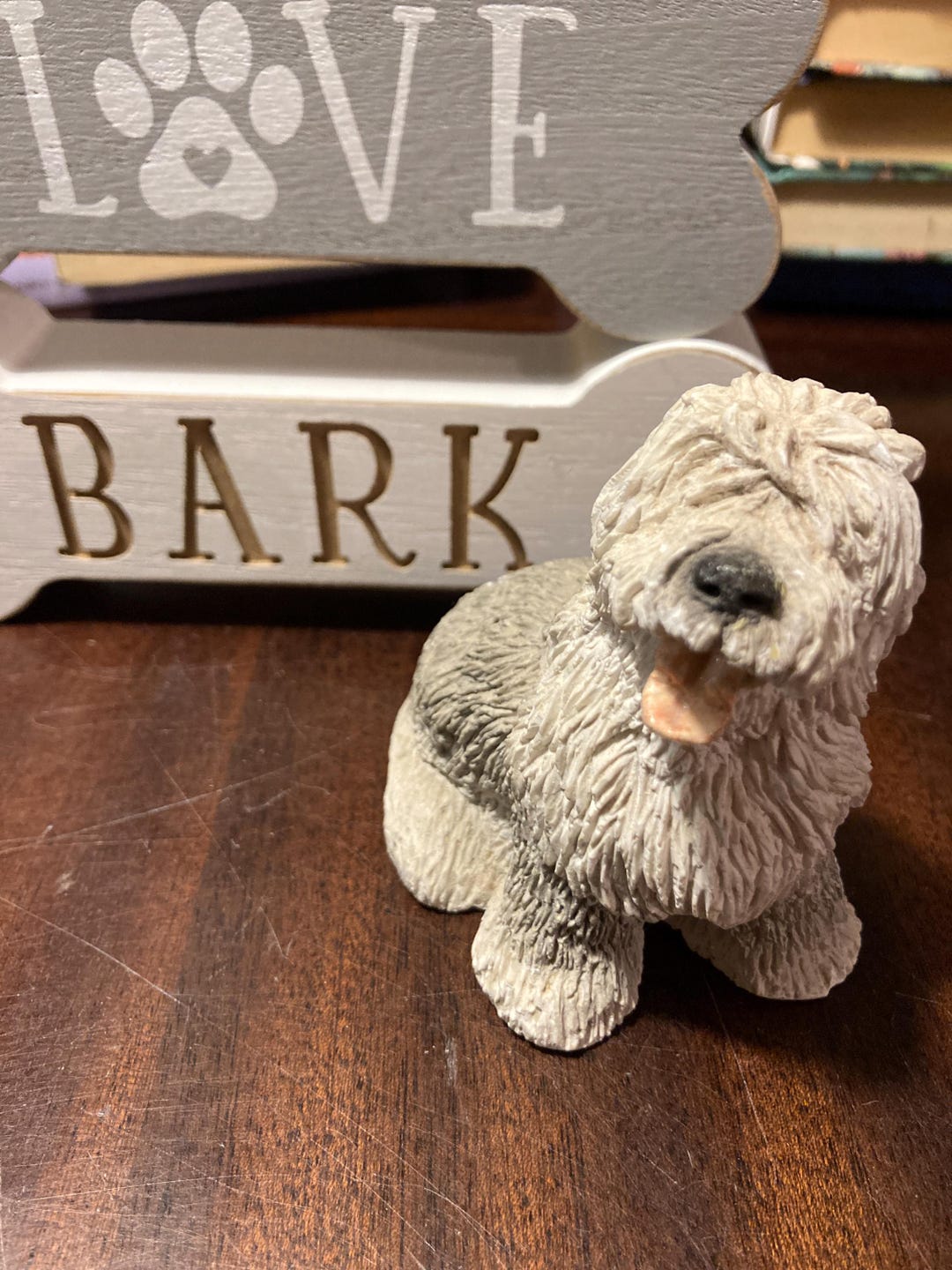 Sheepdog Figure by Miller 3.5” Tall Sheepdog Grey White Heavy Clay Type ...