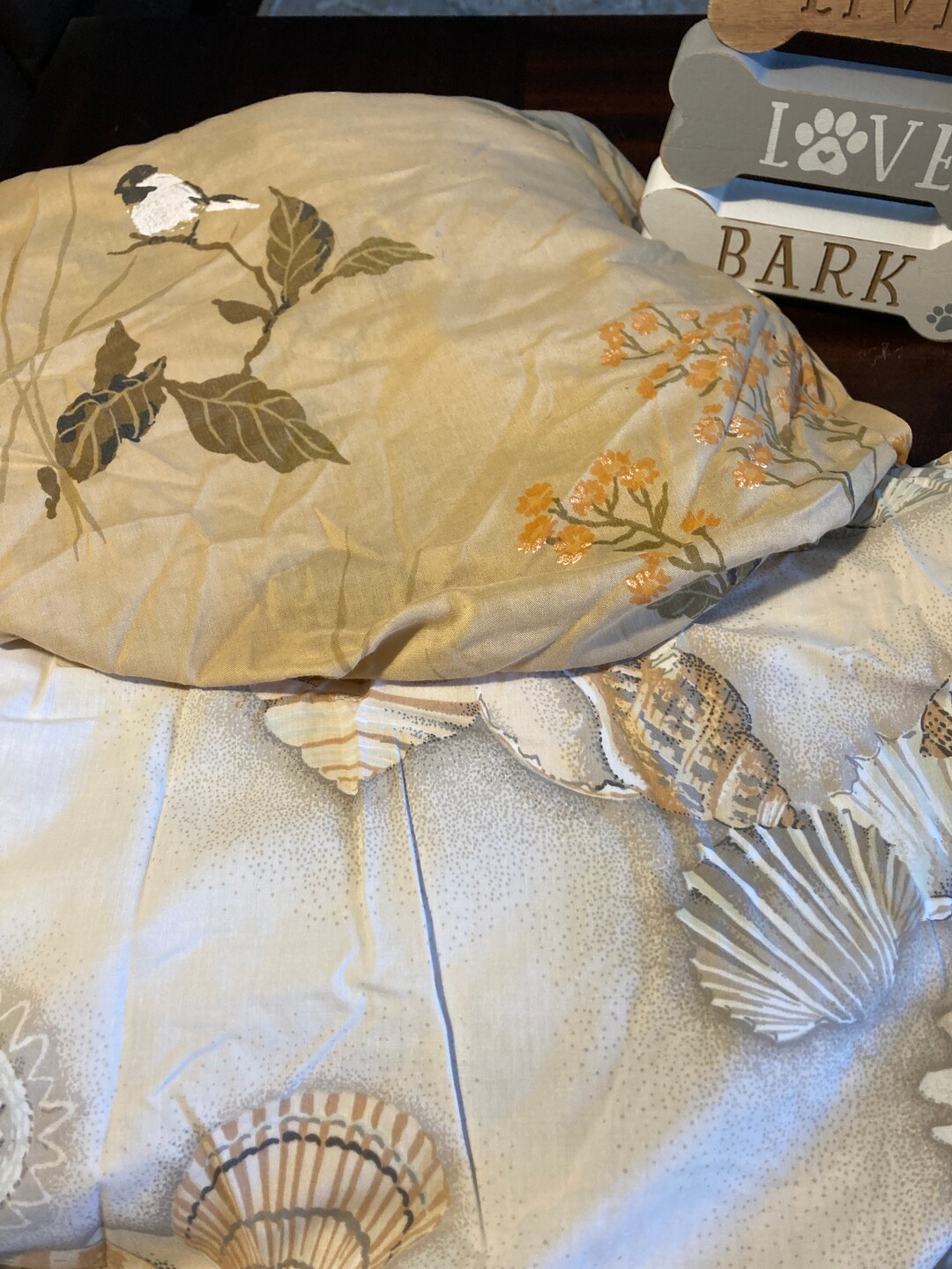 Vintage Twin Sheet Lot of 2 Pequot Earthy Beige With Birds Orange Brown ...