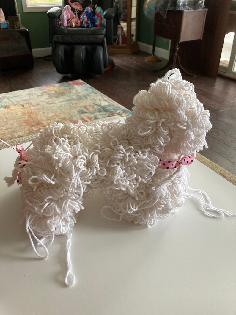 SALE Vintage Mop Dog Poodle Terrier White 12” X 9” Curly Mop Wire Toy ...
