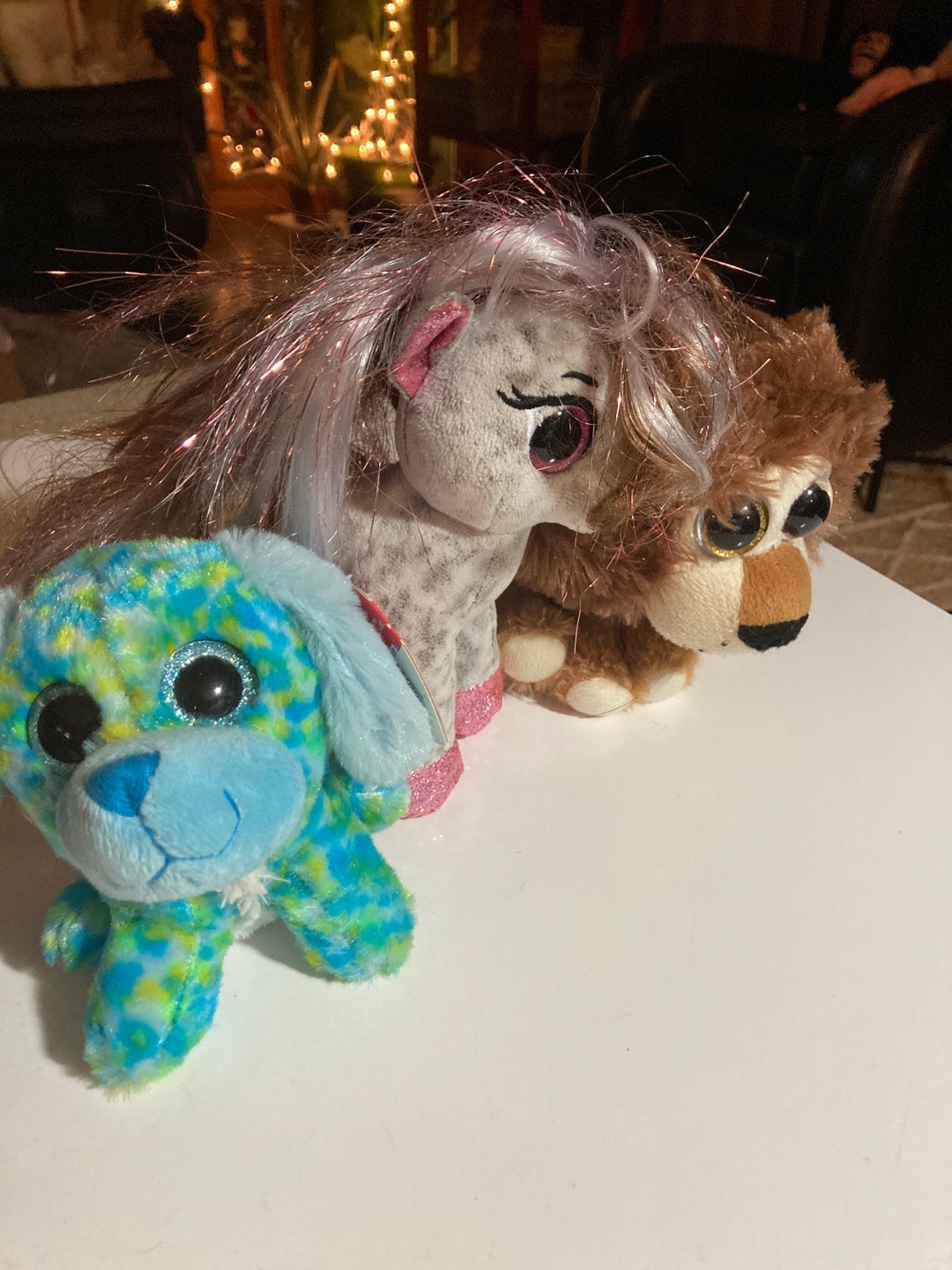 Ty Plush Stuffed Pony Horse Cinnamon Big Eyes Plush Blue Green Puppy ...