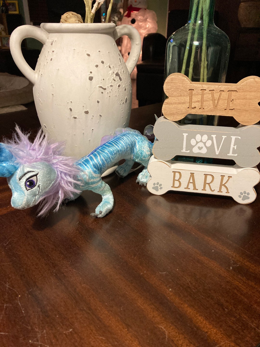 Disney Plush Stuffed 17 Dragon Raya Blue With Purple Mane Toy Animal ...