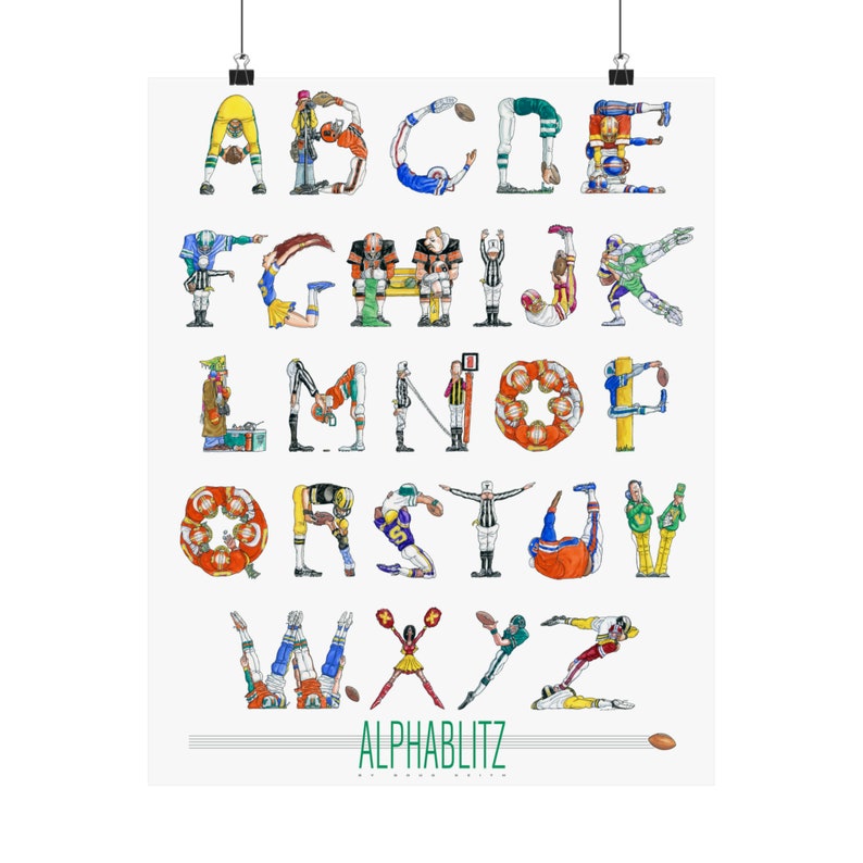 Alphablitz by Doug Keith Alphabet Poster Football-themed Premium Matte ...