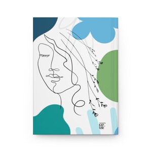 Line Art Portrait Flower Girl Hardcover Journal Matte Abstract Painting ...