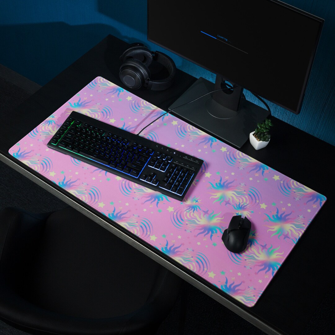 Pastel Colors Ombre Gaming Mouse Pad Stars and Swirls Cute Kawaii ...