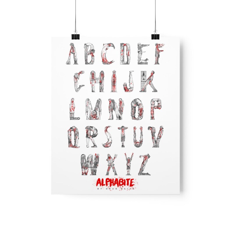Alphabite by Doug Keith Alphabet Poster Zombie-themed Premium Matte ...