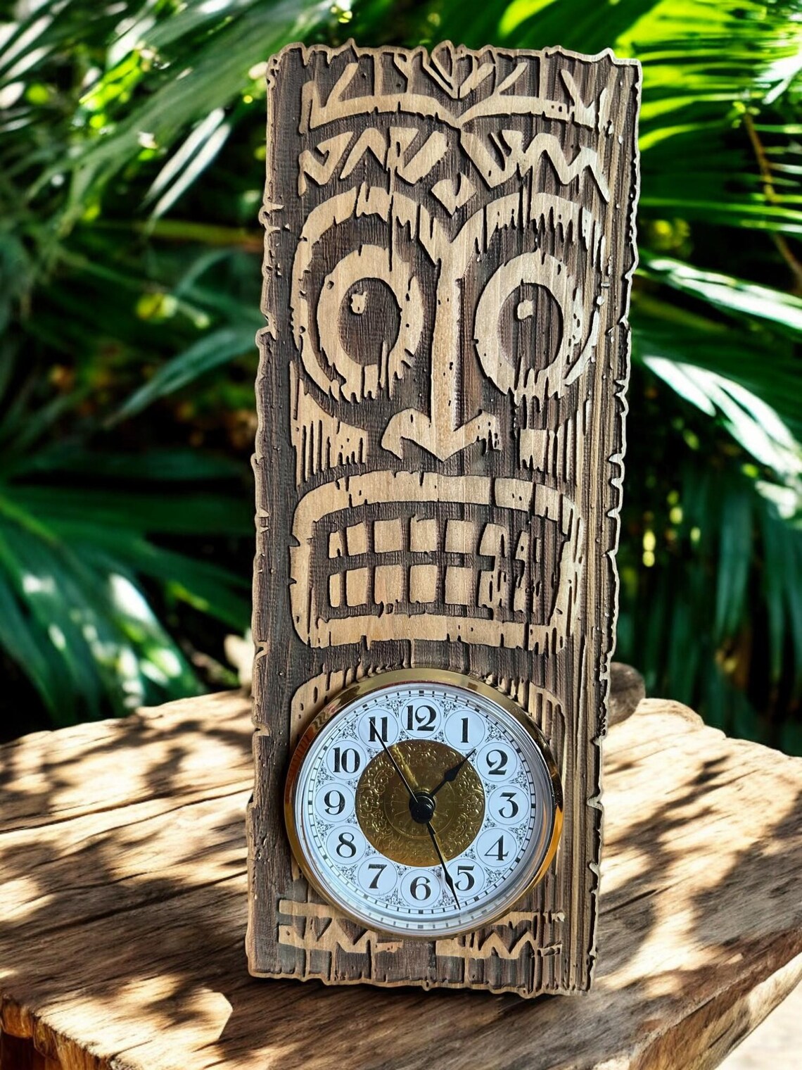 Freaky Tiki Wooden Clock – Unique Tiki Idol Wall or Desk Clock - Etsy