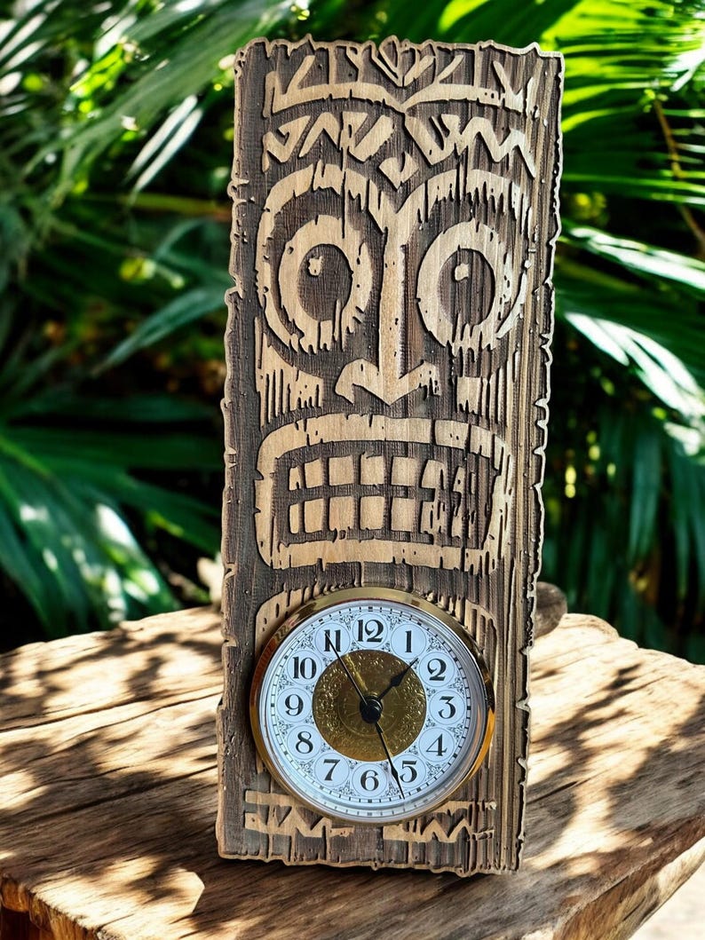 Freaky Tiki Wooden Clock – Unique Tiki Idol Wall or Desk Clock - Etsy