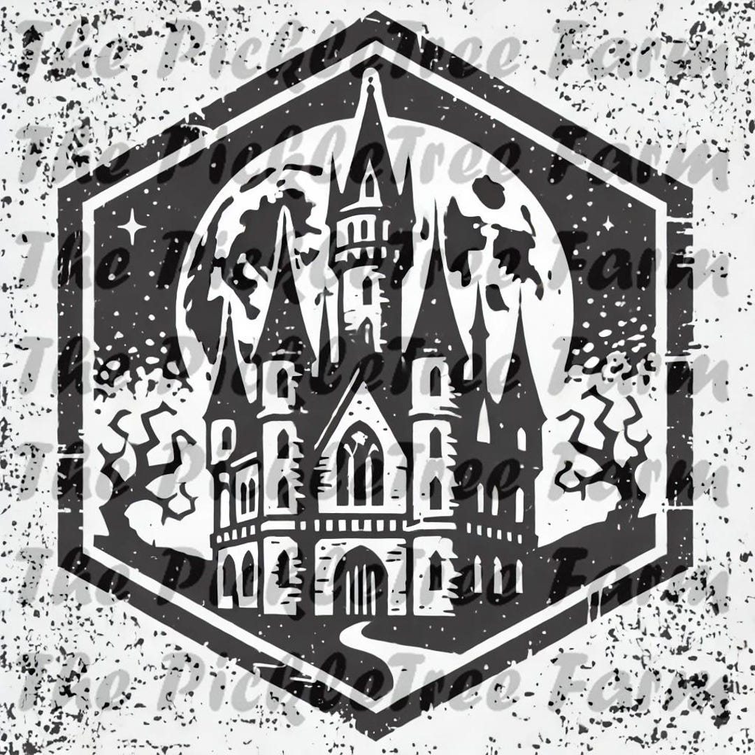 Digital Download Hexagon Haunted Castle With Moon 8 JPG, PNG - Etsy