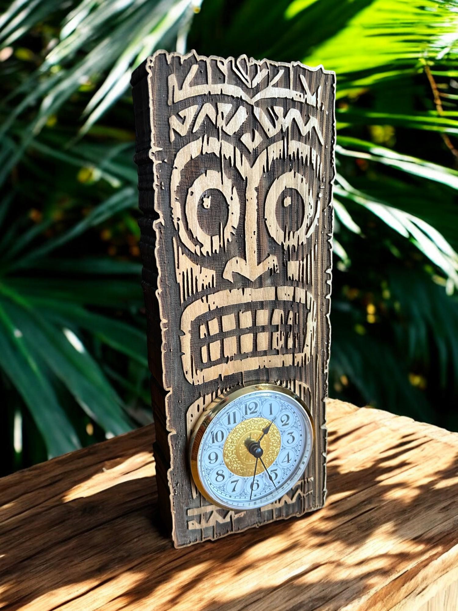 Freaky Tiki Wooden Clock – Unique Tiki Idol Wall or Desk Clock - Etsy