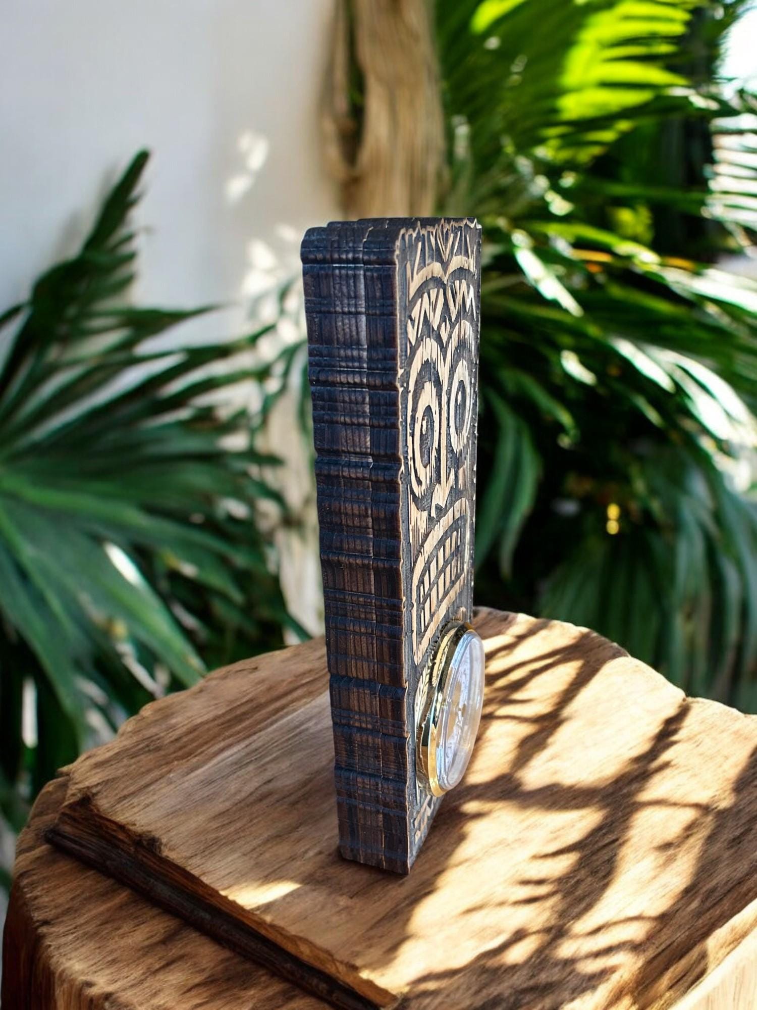 Freaky Tiki Wooden Clock – Unique Tiki Idol Wall or Desk Clock - Etsy