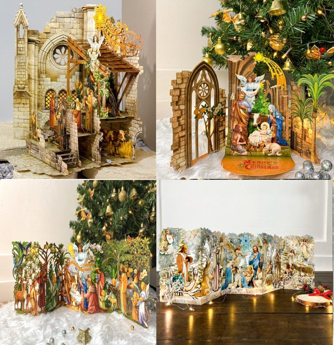 Exquisite 3D Pop-up Nativity Christmas Cards – Handcrafted Holy Scene ...