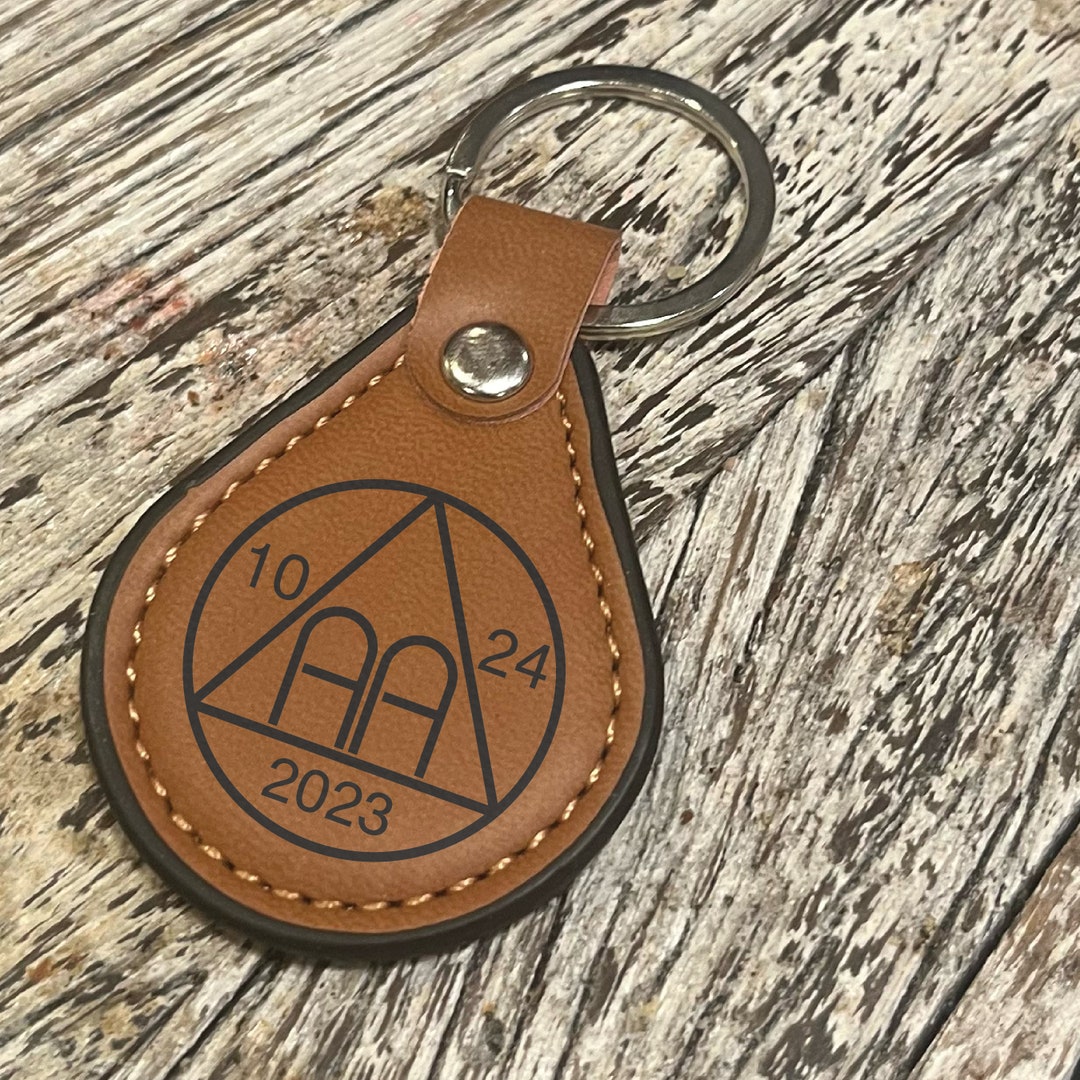 Laser Engraved AA Key Chain With Sobriety Date - Etsy