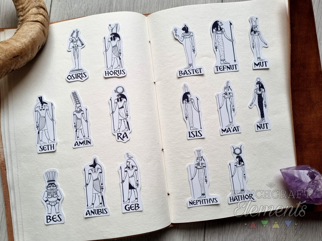 Egyptian Gods & Goddesses Sticker Bundle, 16 Deity Illustrations ...