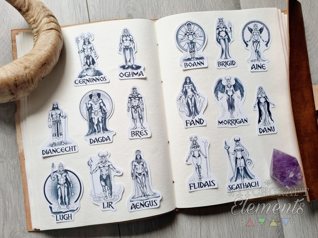 Celtic Gods & Goddesses Sticker Bundle, 16 Deity Illustrations Sticker ...
