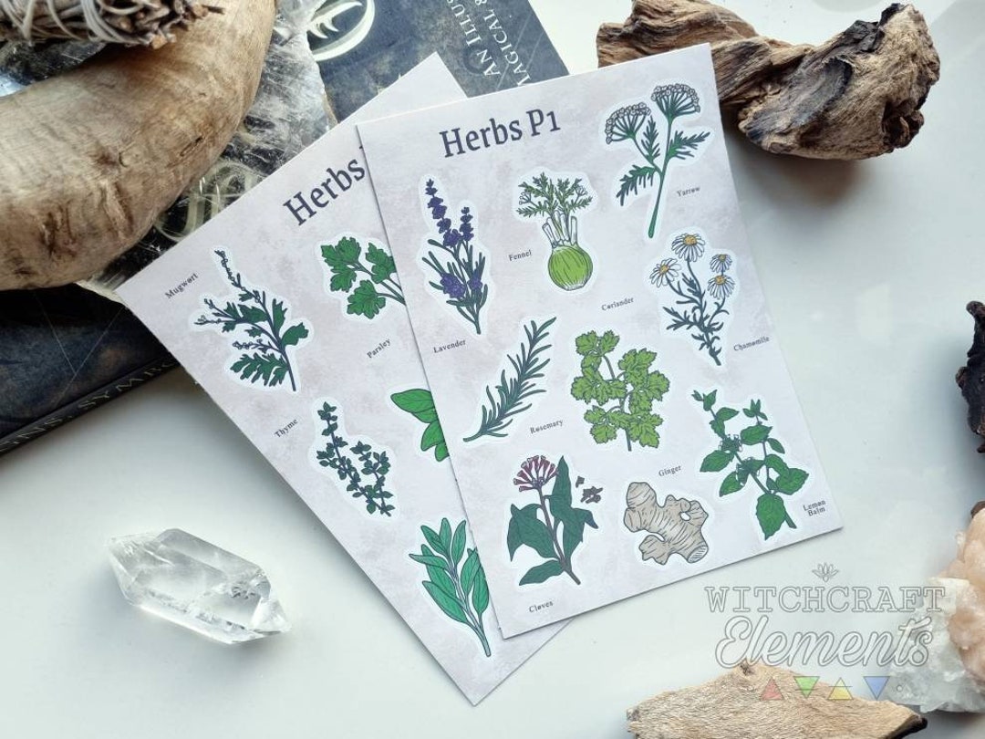 Witches Herbs Identification Sticker Sheet - Witchcraft Correspondence ...