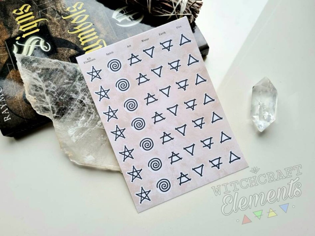 Elemental Sticker Sheet - Earth, Air, Fire, Water, Spirit, Witchcraft ...
