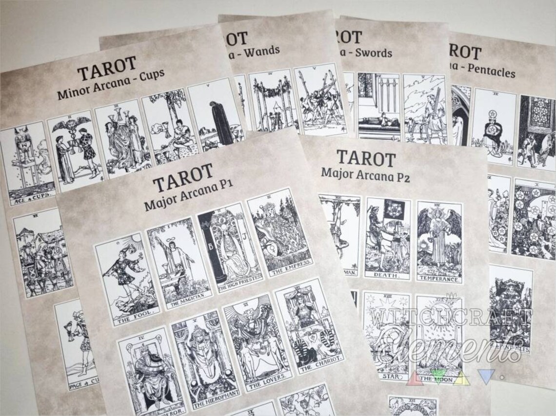Traditional Tarot Card Stickers - Black & White RWS Deck, 78 Stickers ...