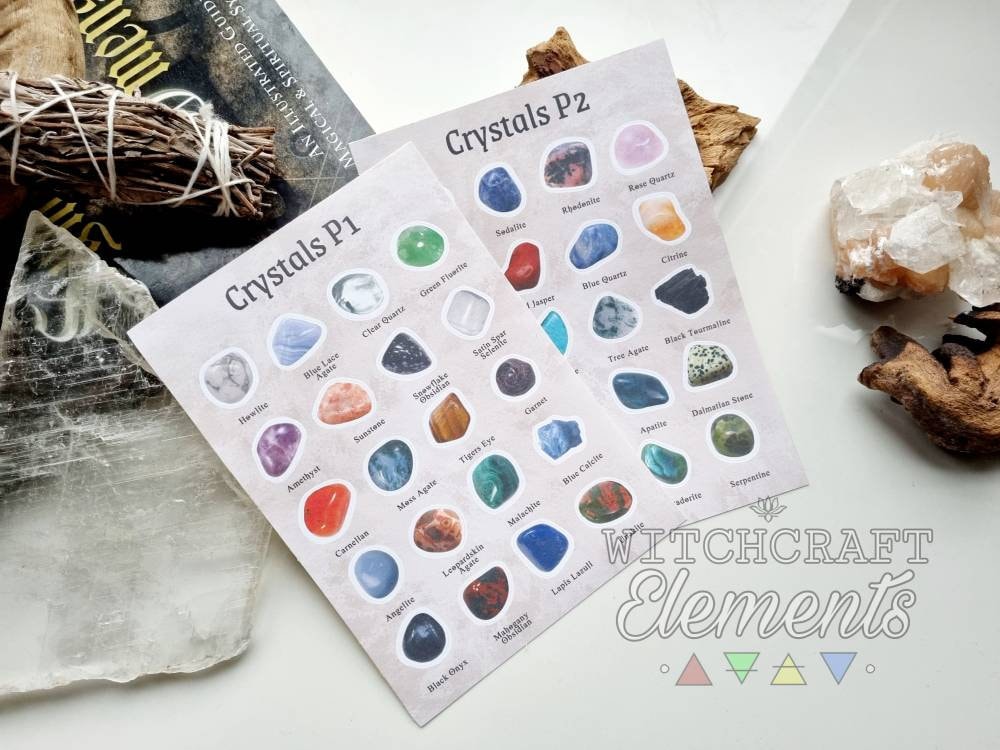 Crystal Identification Sticker Sheet - Witchcraft Correspondence ...