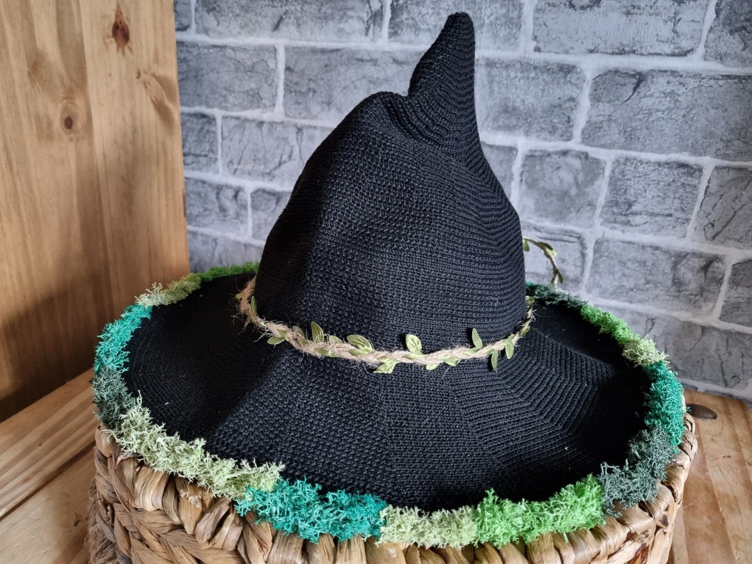 Witch of the Woods Witches Hat Witch Hat With Faux Moss Brim, Green ...