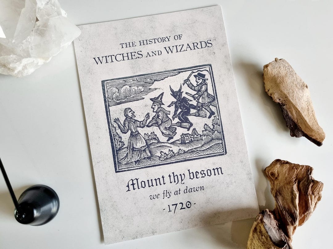 The History of Witches and Wizards A5 Print - Witches Flying - Gothic ...