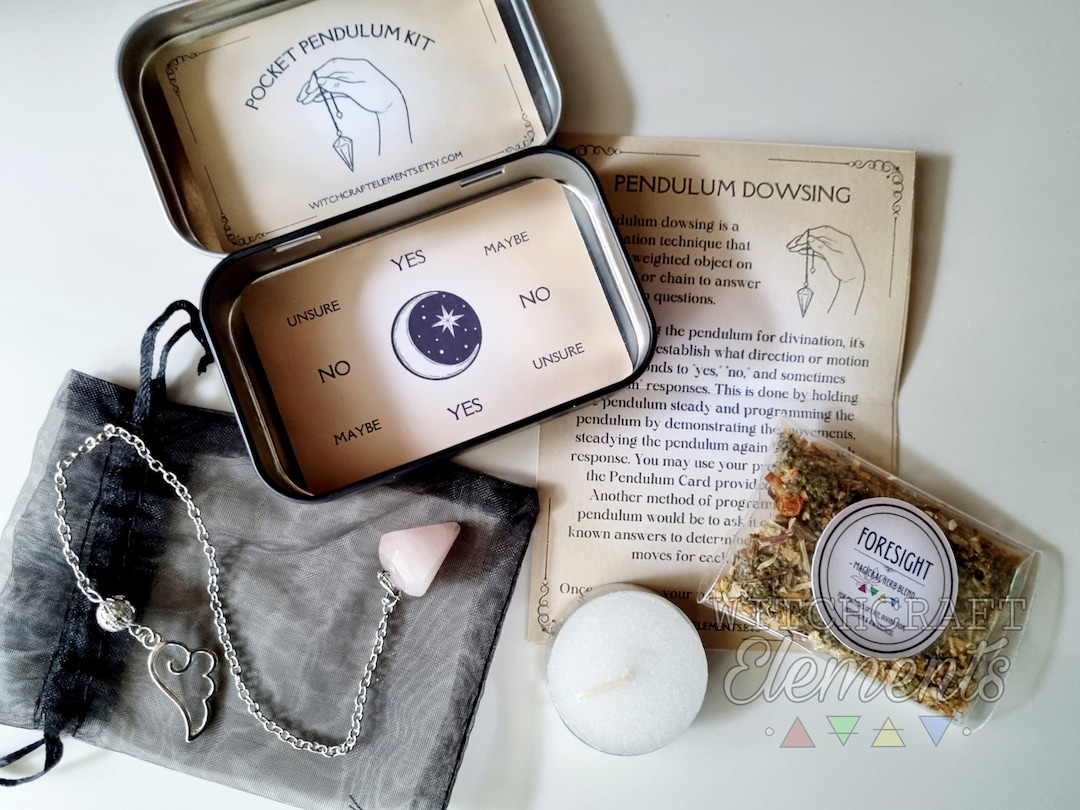 Pocket Pendulum Kit - Pendulum Dowsing Divination Set, Travel Size Tin ...