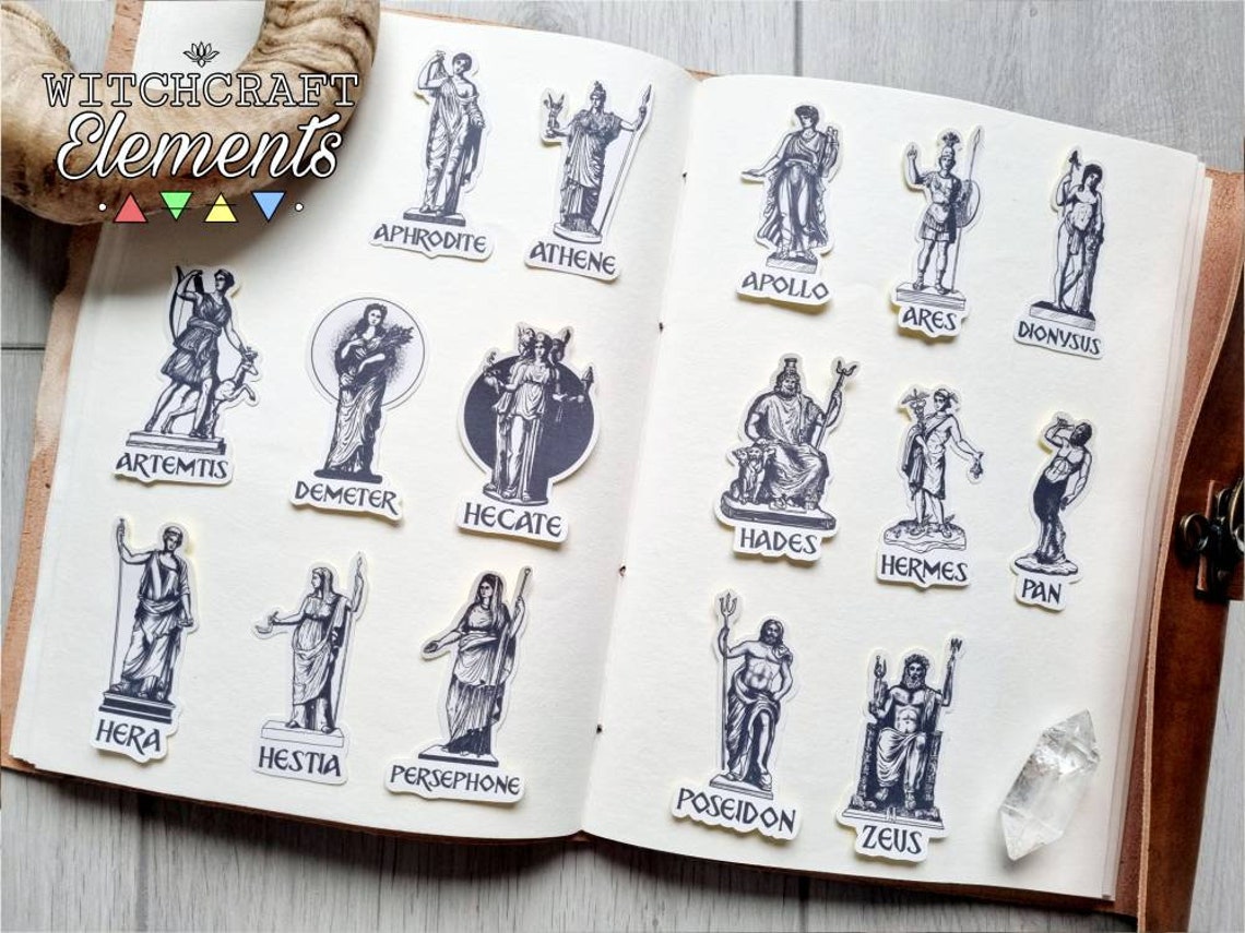 Greek Gods & Goddesses Sticker Bundle 16 Deity Illustrations - Etsy