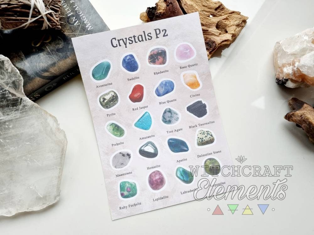 Crystal Identification Sticker Sheet - Witchcraft Correspondence ...