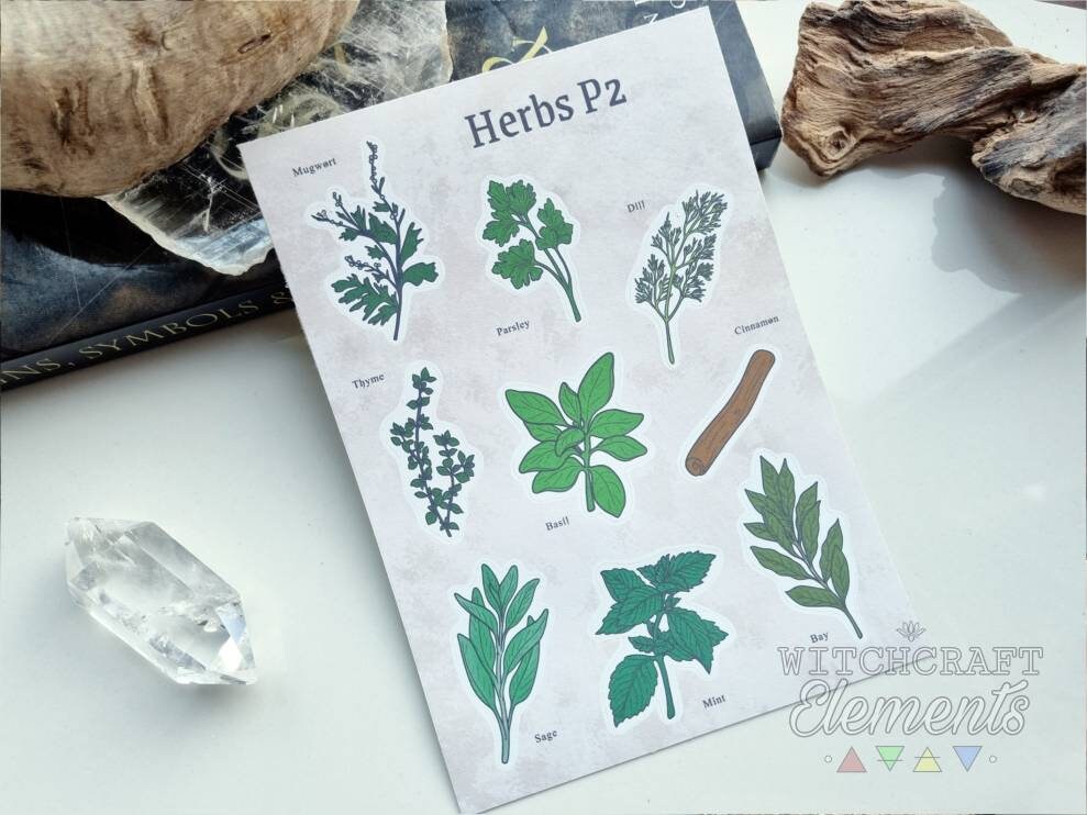 Witches Herbs Identification Sticker Sheet - Witchcraft Correspondence ...