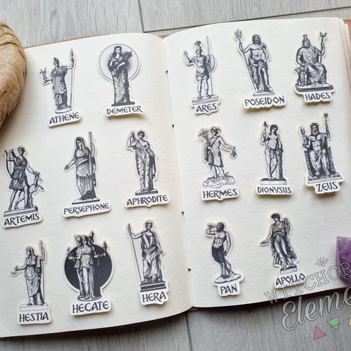 Greek Gods & Goddesses Sticker Bundle 16 Deity Illustrations - Etsy