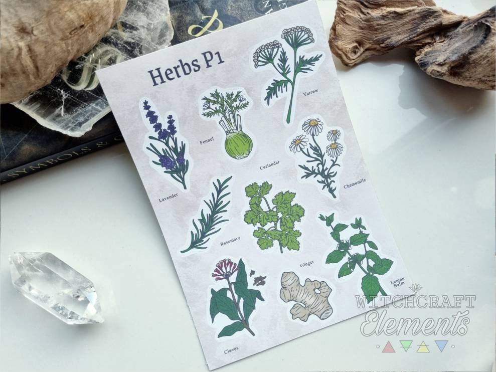 Witches Herbs Identification Sticker Sheet - Witchcraft Correspondence ...