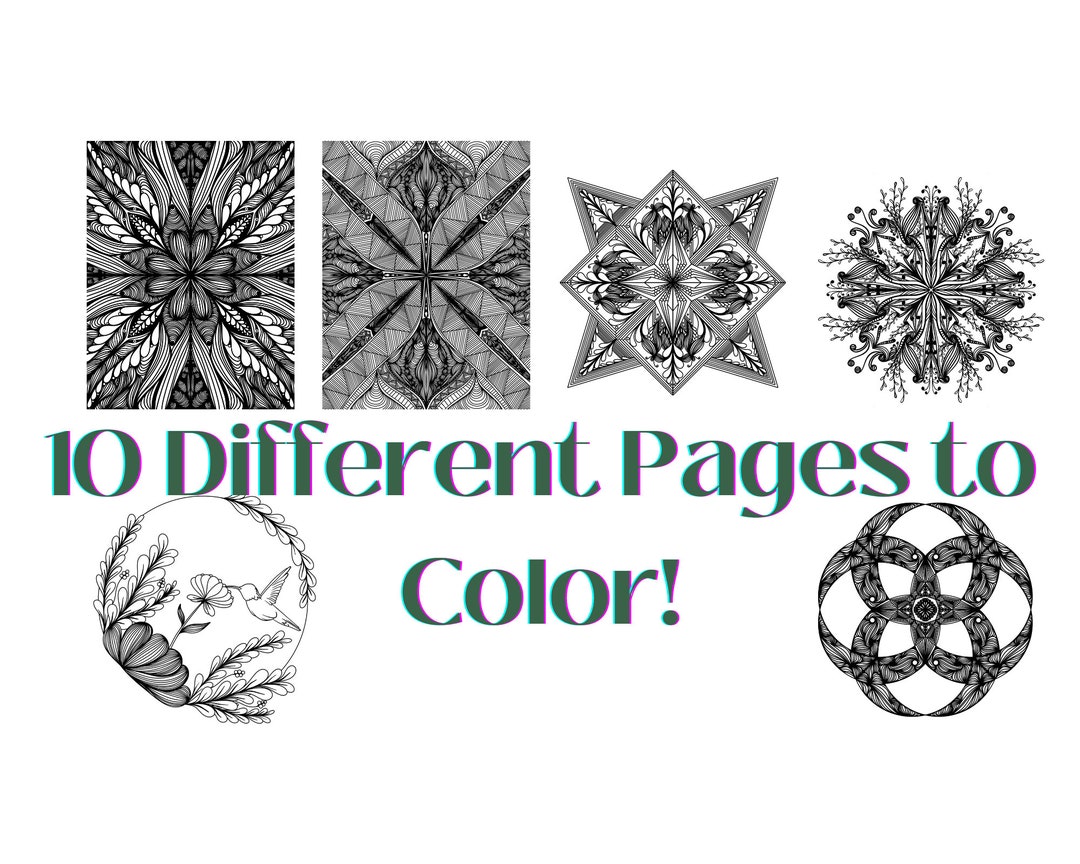 Zen Tangle Inspired Line Art Digital Download Coloring Book Sheets for ...