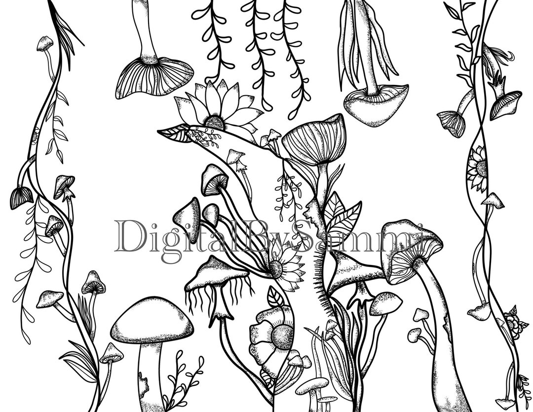 Unique Designed Mushroom Coloring Page for Kids and Adults! - Etsy