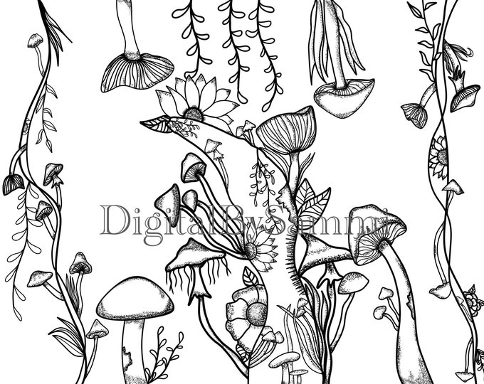 20 Blooming Mushroom Coloring Pages, Mushroom Coloring, Stress Relief ...