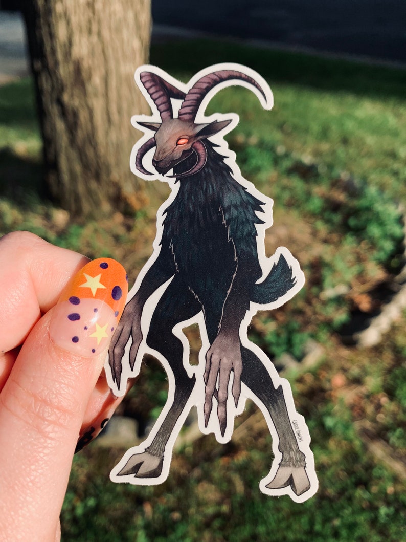 Cryptid Sticker die-cut Goatman Demon Maryland Legend Dark Satanic Goat ...