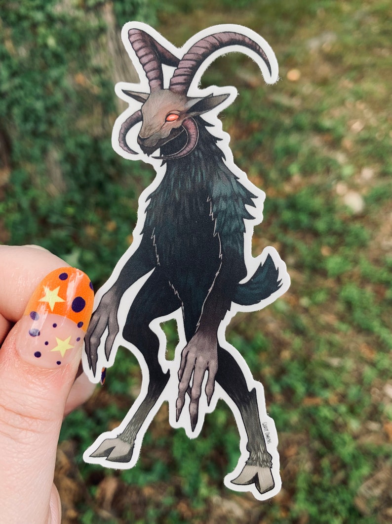 Cryptid Sticker die-cut Goatman Demon Maryland Legend Dark Satanic Goat ...