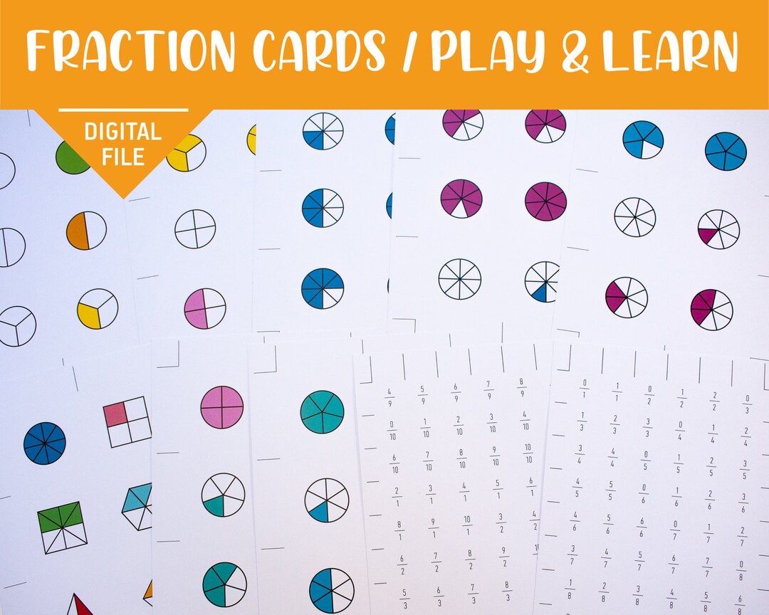 Fraction Flashcards for Children Learning / Fraction Flashcard Set ...