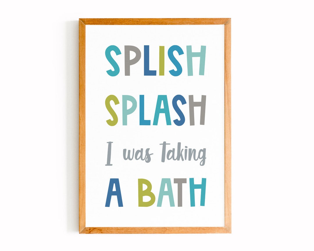 Splish Splash Was Taking a Bath Wall Art Print, Boys Funny Nursery ...
