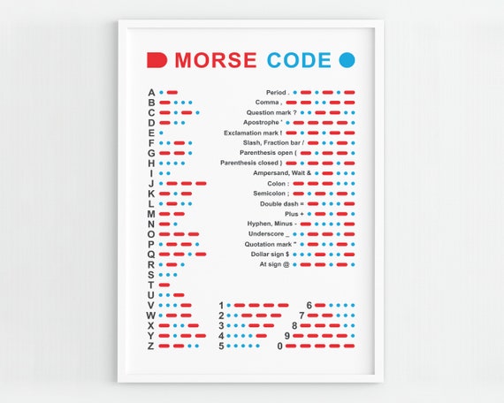 Morse Code Print Morse Code Poster Wall Art Print Wall Art - Etsy