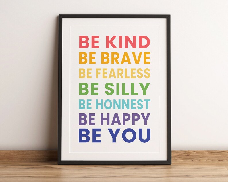 Be Kind Be Brave Be You, Nursery Wall Art, Playroom Print, Children ...