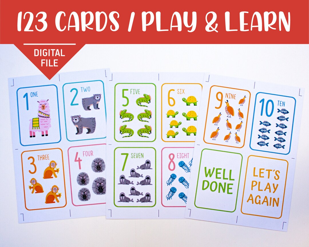 123 Flashcards for Children Learning the Numbers / 123 Flashcard Set ...