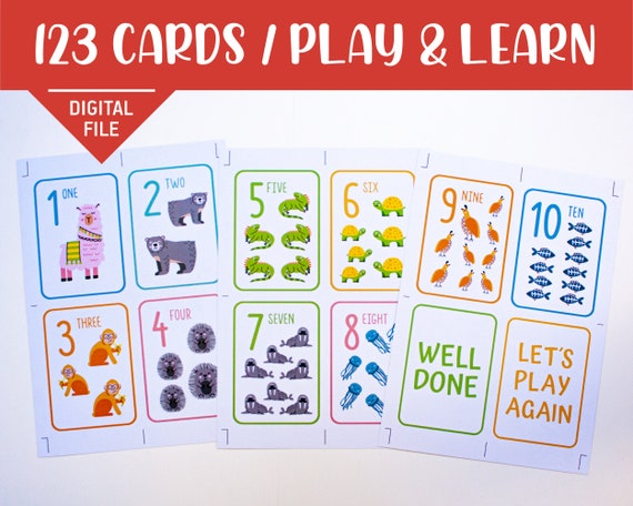 123 Flashcards for Children Learning the Numbers / 123 | Etsy