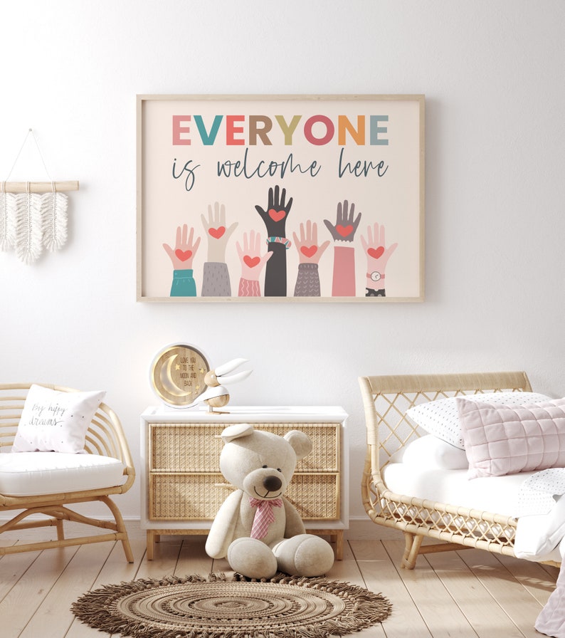 Everyone is Welcome Here Print: Diversity Classroom Poster (printable ...