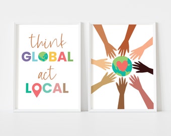 Think Globally Act Locally Bumper Sticker / Decal or Magnet - Etsy