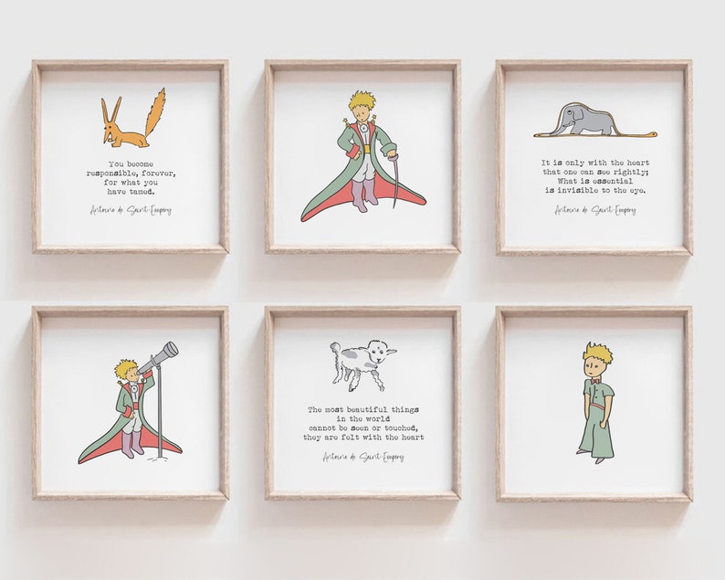 The Little Prince 6 Prints With Quotes, Motivational Print, Le Petit ...