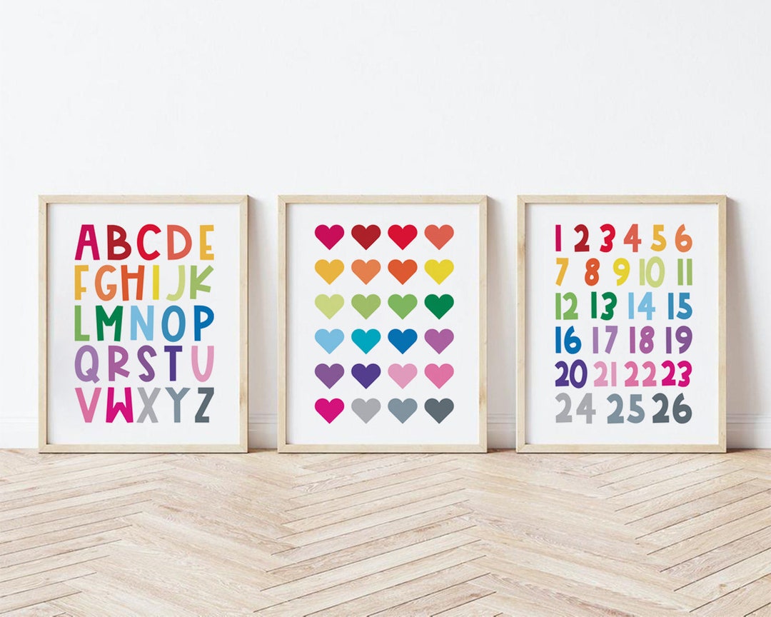Alphabet & Numerical Poster, ABC Poster, Educational Art, Kids Room ...