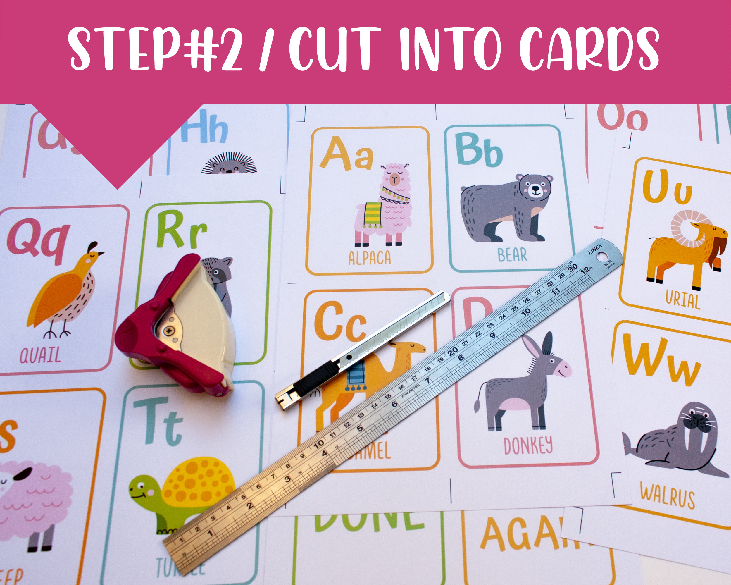 Animal Alphabet Flashcards: ABC Learning Cards (digital Printable File ...