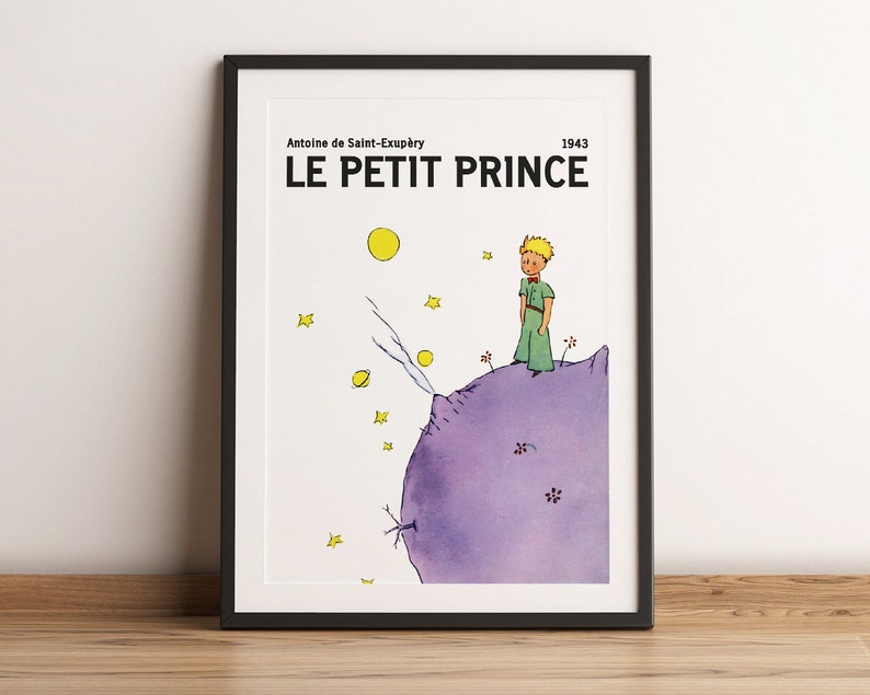 Le Petit Prince Book Cover Print / the Little Prince Vintage Poster ...