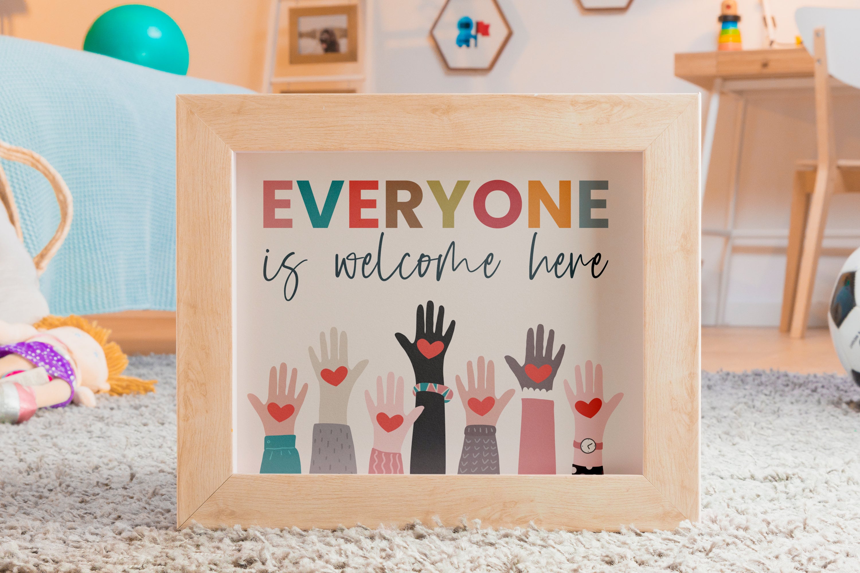 Everyone is Welcome Here Print: Diversity Classroom Poster (printable ...